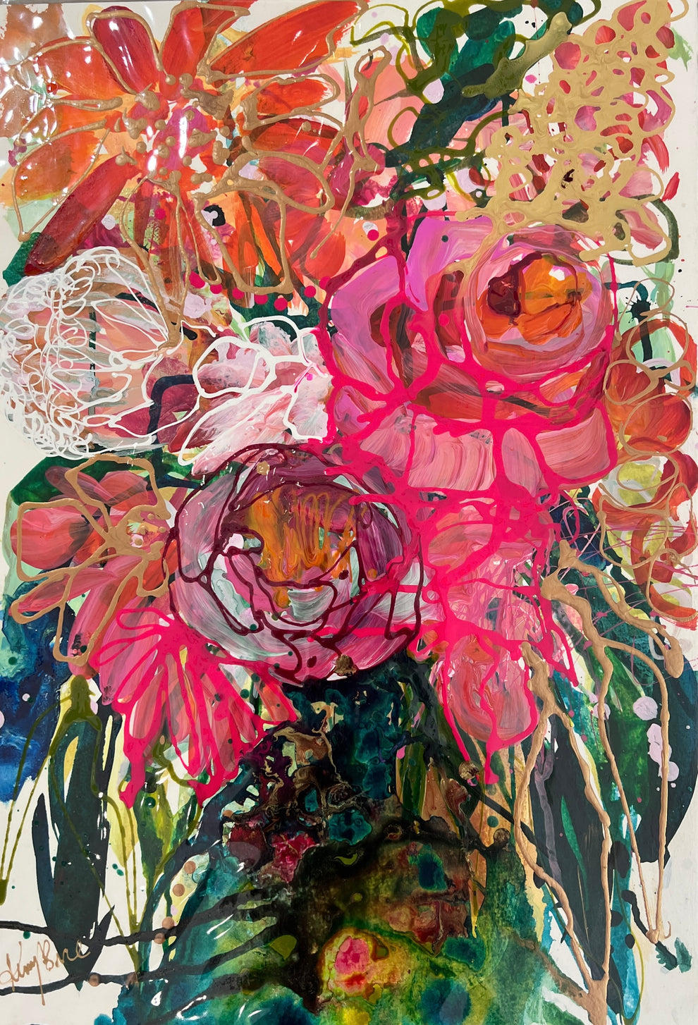 White Rose, original painting by Kerry Bruce – Fern Street Gallery