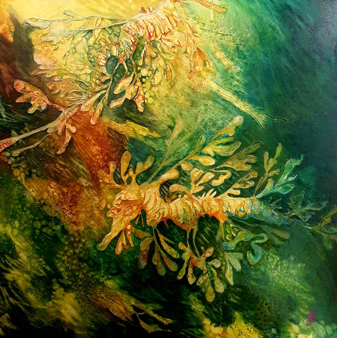 Jennifer Luck, Leafy Dragon Drift, Oil on Canvas – Fern Street Gallery